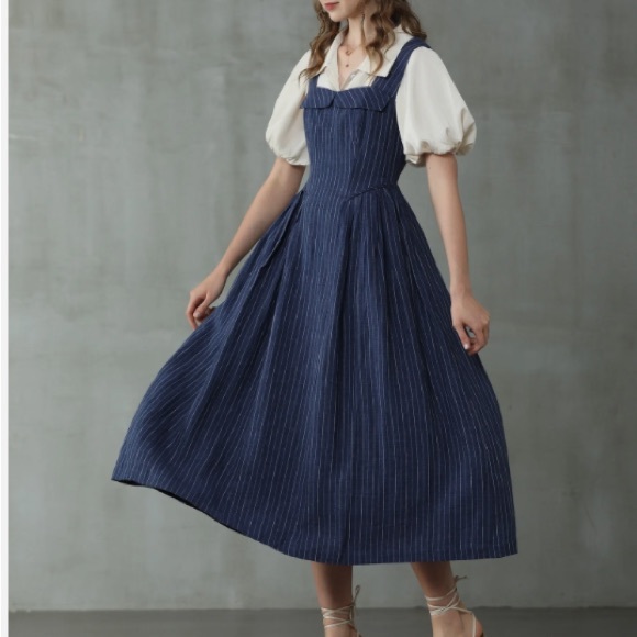 Linennaive | Dresses | Linennaive Blue Striped Dress Size S 0 Linen ...